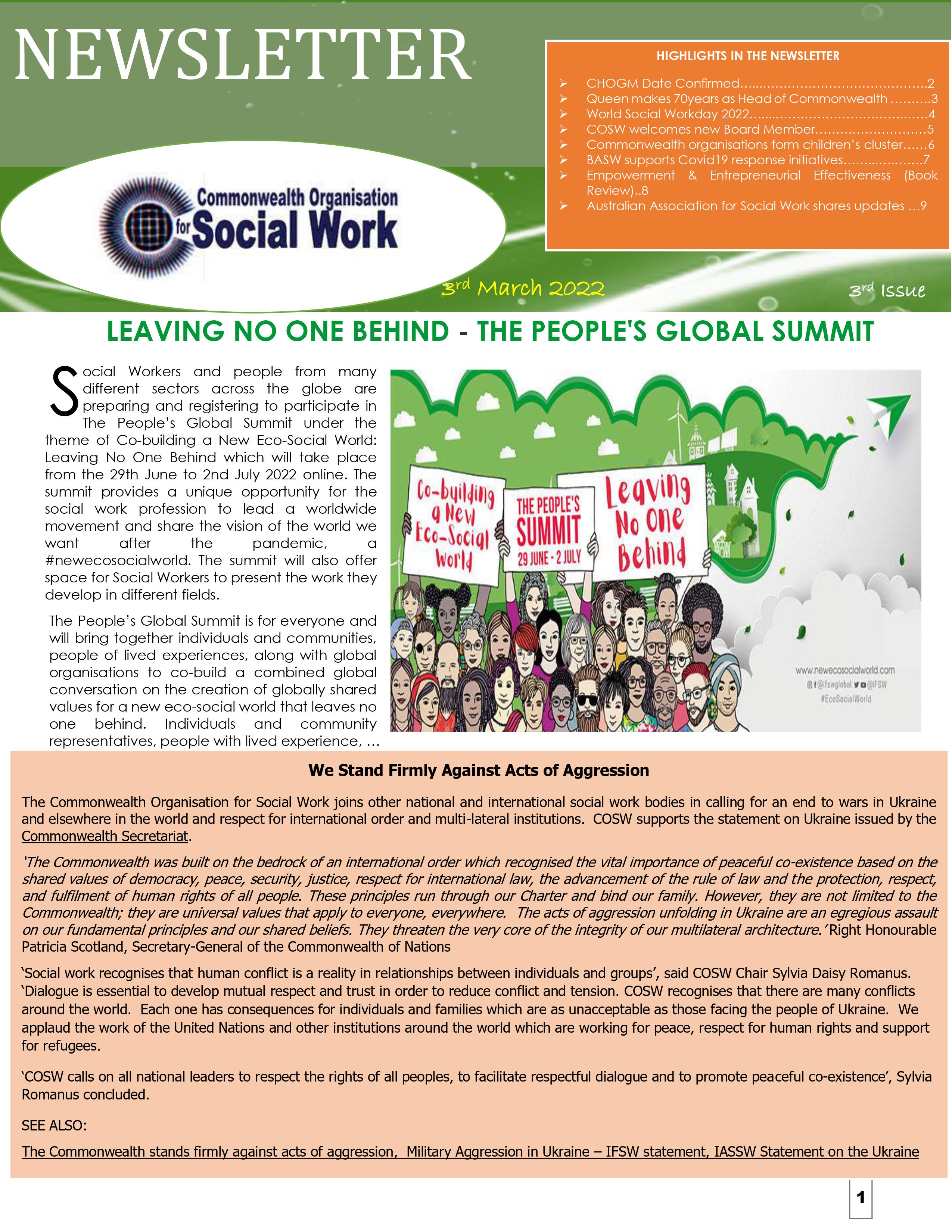 Newsletter – COSW